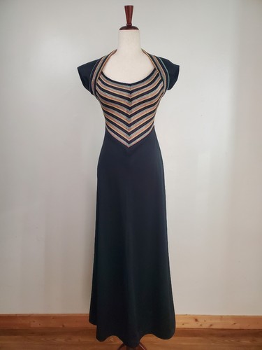 Vintage 1970's Striped Maxi dress Disco Flare Boho Studio 54 | eBay