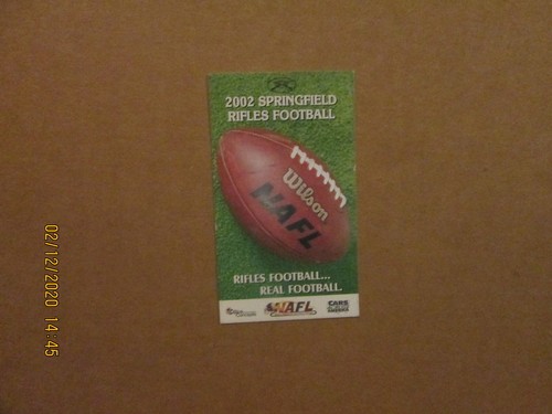 NAFL Springfield Rifles Vintage Defunct Circa 2002 Logo Football Card ...