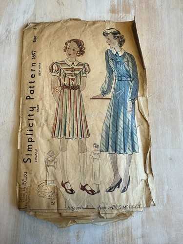 1930s Simplicity Pattern #1697, Women's Vintage Dress. | eBay