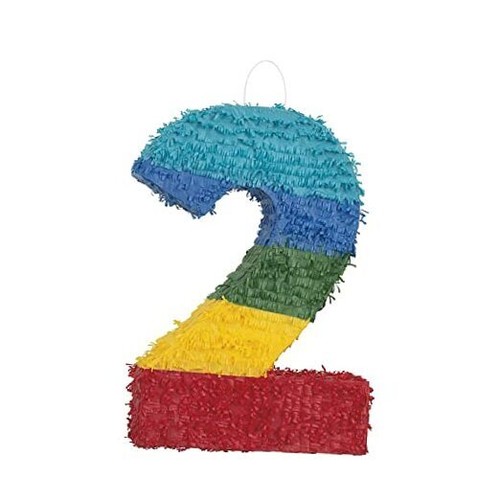 Rainbow-Colored Number 2 Shaped Pinata (1 Pc.) - Ultimate Number "2 ...