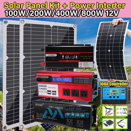 400W 800W Flexible Solar Panel Kit w/ Inverter Home RV Rooftop Camping ...