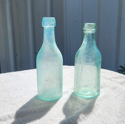 Two Antique Blob Squat Soda Bottle "Karl Hutter / New York" Dug in New ...