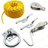 Heavy Duty Galvanised Complete washing line kit PULLEY CLEAT HOOK & EYE ...