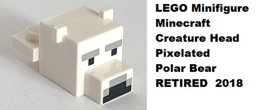 LEGO Minifigure Minecraft Creature Head Pixelated Polar Bear Wild ...