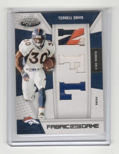 Terrell Davis 2010 Certified Fabric of the Game Prime Triple Jersey /25 ...