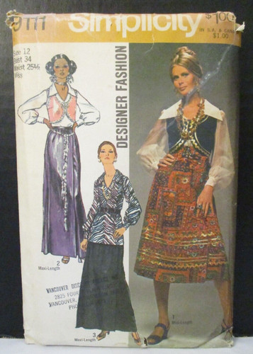 Simplicity Pattern 9111 Misses Front Wrap Skirt Blouse Vest Sash Size ...