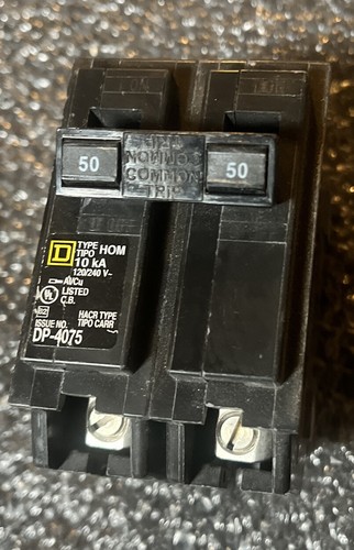 Square DP4075 Hom250 50 A 2 Pole Miniature Circuit Breaker 785901400523 ...