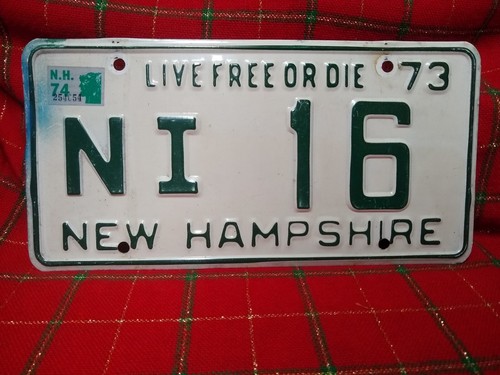 NH Vanity License Plate Vintage 1973 Ni 16 Or Nickel 16 | eBay