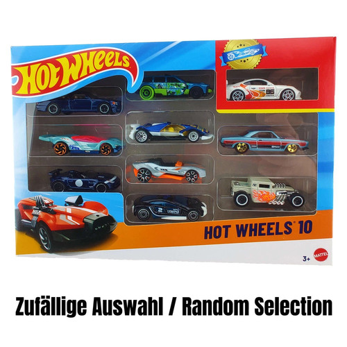 Hot Wheels Set mit 10 Fahrzeugen, zufällige Auswahl, Spielzeugautos ...