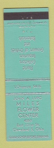 Matchbook Cover - Miles Flower Center Cleveland OH | eBay