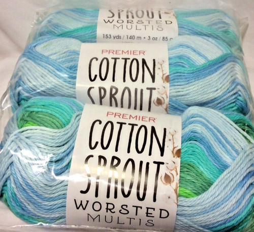 Premier Yarn Cotton Sprout Worsted Multis 3 Pack “Island Breeze” | eBay