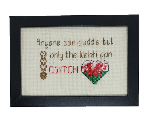 Welsh 'Cwtch' quote handmade gift in cross stitch | eBay
