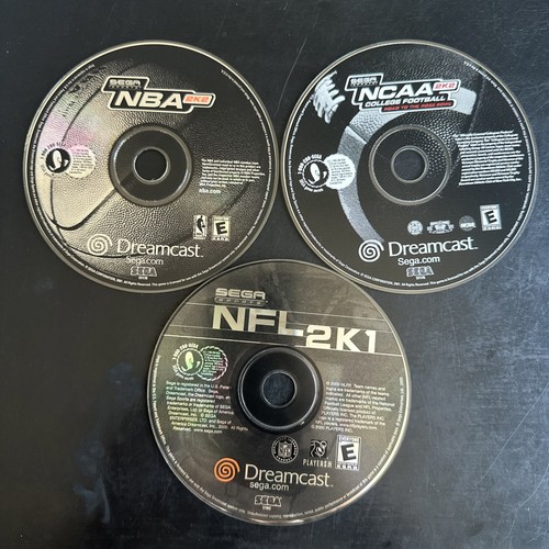 Sega Dreamcast 3 Disc Bundle NCAA College Football 2k2, NFL 2K1, NBA ...