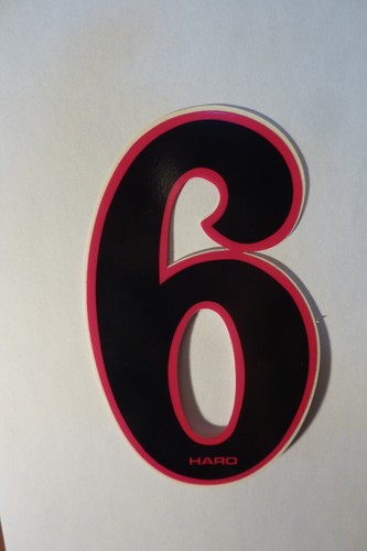 VINTAGE NOS OLD SCHOOL HARO BLACK/RED #6 NUMBER BMX PLATE STICKER | eBay