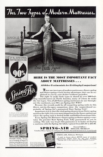 1937 Spring-Air Mattresses: Two Types of Modern Mattresses Vintage ...