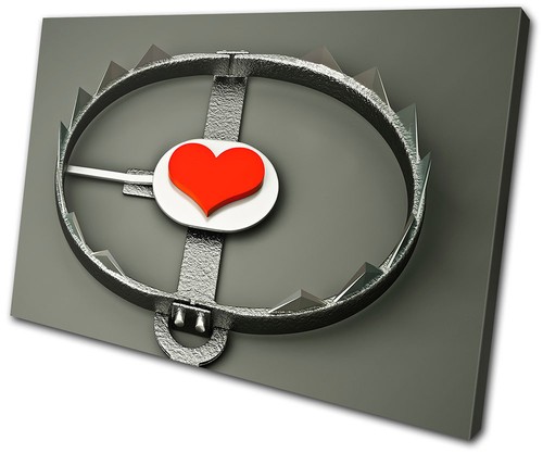 Love Trapped Heart Red SINGLE CANVAS WALL ART Picture Print VA | eBay