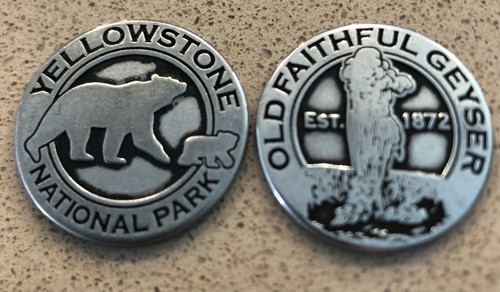 Yellowstone National Park Bear and Cub/Old Faithful Token | eBay