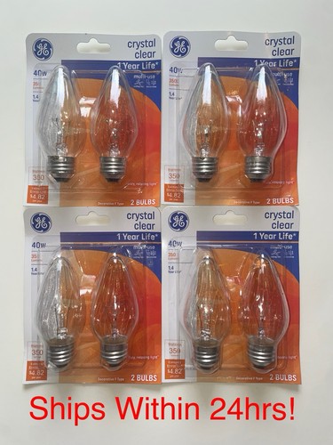 4 Pack Of 6 40W Crystal Clear Decorative F Type Light Bulbs Ships ...