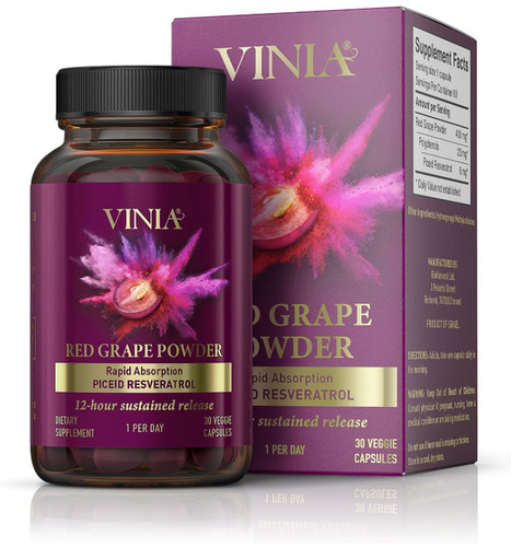 Vinia Red Grape Powder Rapid Absorbtion Piceid Resveratrol - 30 Veggie ...