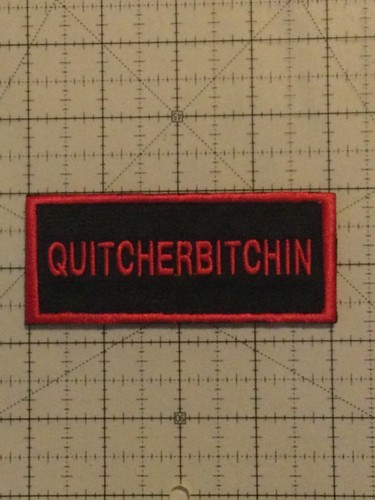 QUITCHERBITCHIN biker patch motorcycle embroidered Red | eBay