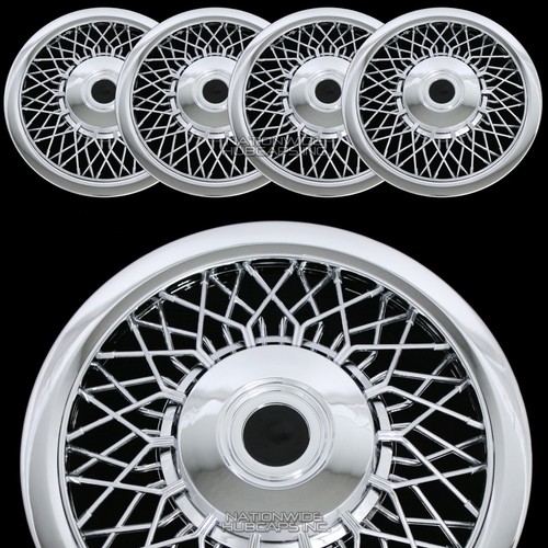 4 New 15" CHROME SPOKE Hub Caps Full Wire Wheel Covers Rim Cap Lug ...
