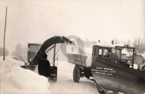 Snow Removal State Highway Dept. Gaylord MI Michigan RPPC Photo ...