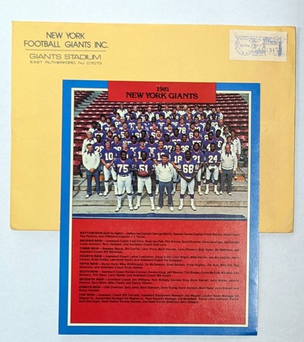1981 NY New York Football Giants Fan Packet Team Photo | eBay