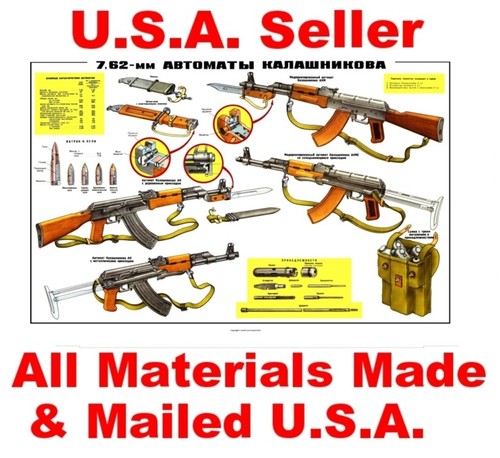 36x24in Soviet Russian Poster Kalashnikov Guns AK AKM AKMS Rifles Print ...