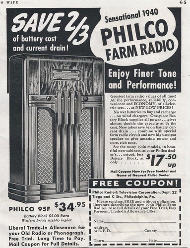 Magazine Ad - 1939 - PHILCO Farm radio - Model 95F | eBay