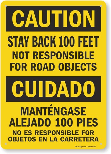 S-8087-PL-14 Caution Stay Back 100 Feet Plastic Sign 14x10" Yellow ...