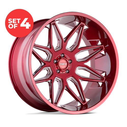 (Set of 4) Tuff T3B Wheels 24x14 5x127 -72 mm Red Rims 24'' Inch | eBay