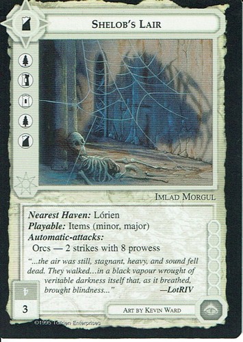 MIDDLE EARTH BLACK BORDER PREMIER RARE CARD SHELOB'S LAIR ex | eBay