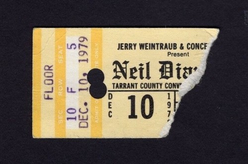 Original 1979 Neil Diamond concert ticket stub Fort Worth Texas ...