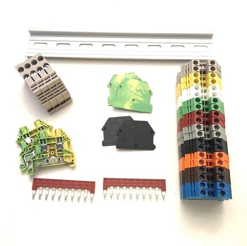 Every Color DIN Rail Terminal Block Kit Dinkle 20 DK4N 10 AWG Gauge 30A ...