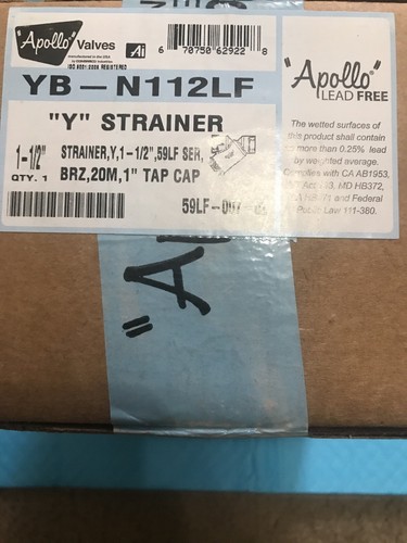 59lf series bronze lead free y-strainer with 1" tapped cap, 1-1/2" npt ...
