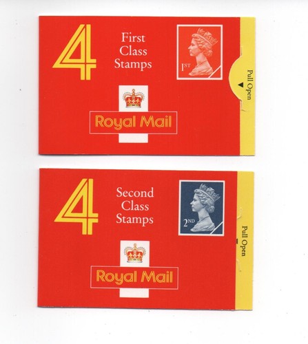 GREAT BRITAIN 1990 2 BARCODE BOOKLETS HB5 4 x 1st AND HA3 4 x 2nd CLASS ...