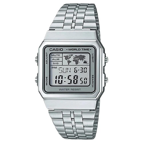 CASIO Vintage Retro Series World Time Silver Classic Watch A500WA-7DF ...