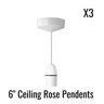 White BC Pendant Lamp holder Ceiling Rose 6" Electrical 2AMP 250V AC ...