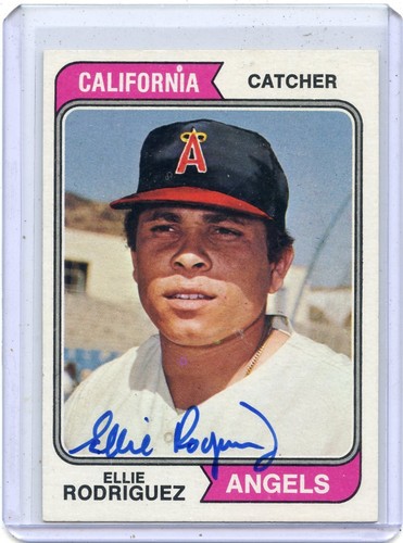 1974 TOPPS BASEBALL #405 ELLIE RODRIGUEZ, AUTOGRAPH, CALIFORNIA ANGELS ...