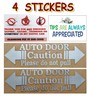 CAUTION AUTOMATIC DOOR - 4 STICKERS , AUTO DOOR BLACK , DOOR DECAL | eBay