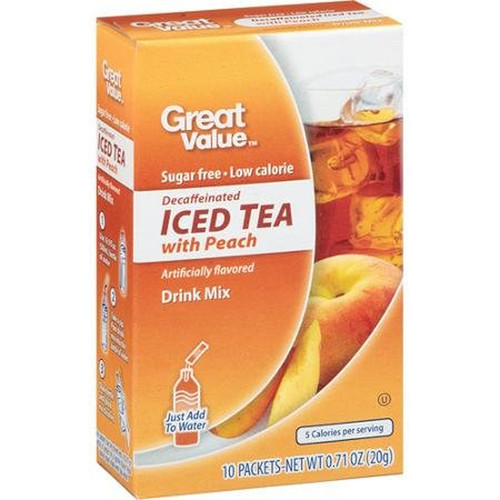 Great Value: Decaffeinated Iced Tea with Peach Drink Mix, .71 Oz Pack ...