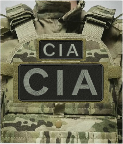 CIA embroidery patches 4x10 and 2x5 hook on back GREY ON BLACK | eBay
