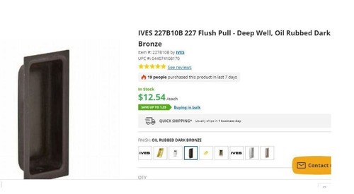 Qty of 2 New IVES 227B10B 227 Flush Pull - Deep Well, Oil Rubbed | eBay