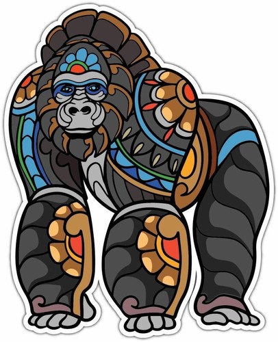Colorful Gorilla Monkey Ape Zentangle Mandala Bumper Window Sticker ...