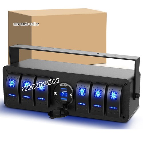 6 Gang 12V/24V DC On/Off Rocker Switch Panel Control Box for Car Boat ...