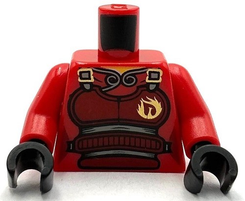 Lego New Minifigure Red Torso Ninjago Brown Armor Belts Flames Part | eBay