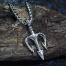 Mens Silver Poseidon Trident Pendant Necklace Punk Jewelry Braided ...