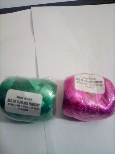 NEW 2 Keg'S of Curling Ribbon 3/16" X 40 ' Pink & Green FREE SHIPPING ...