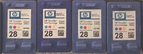 Lot of 4 New Genuine HP 28 Inkjet Cartridges Out of Box & Bag C8728A | eBay
