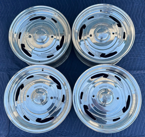 (4) 15" CENTERLINE COBRA VINTAGE POLISHED WHEELS 15x7 15x8 STAGGERED ...